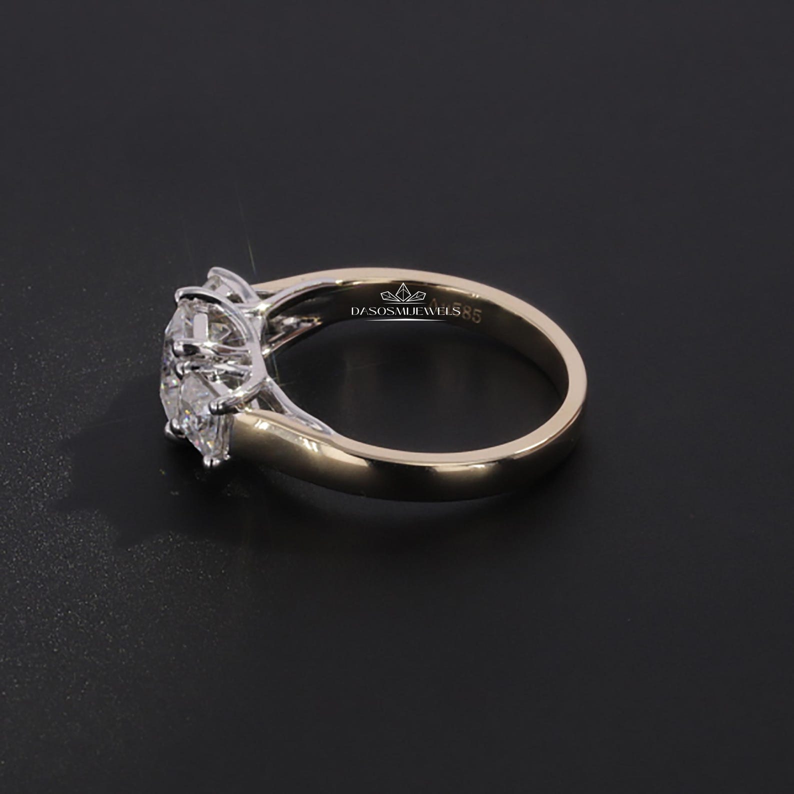 Princess Cut Moissanite Engagement Ring, Three Stone Bride Square Cut ...