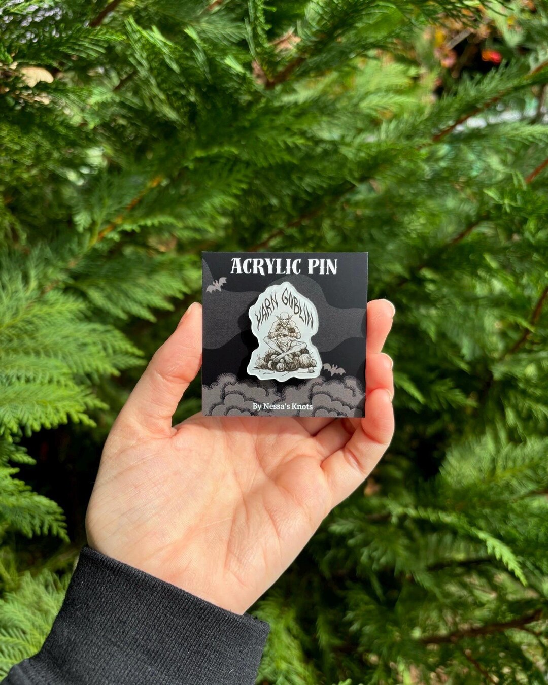 Spooky Yarn Goblin Pin Crochet Pin Knitting Pin Funny Crafting Pin Yarn ...