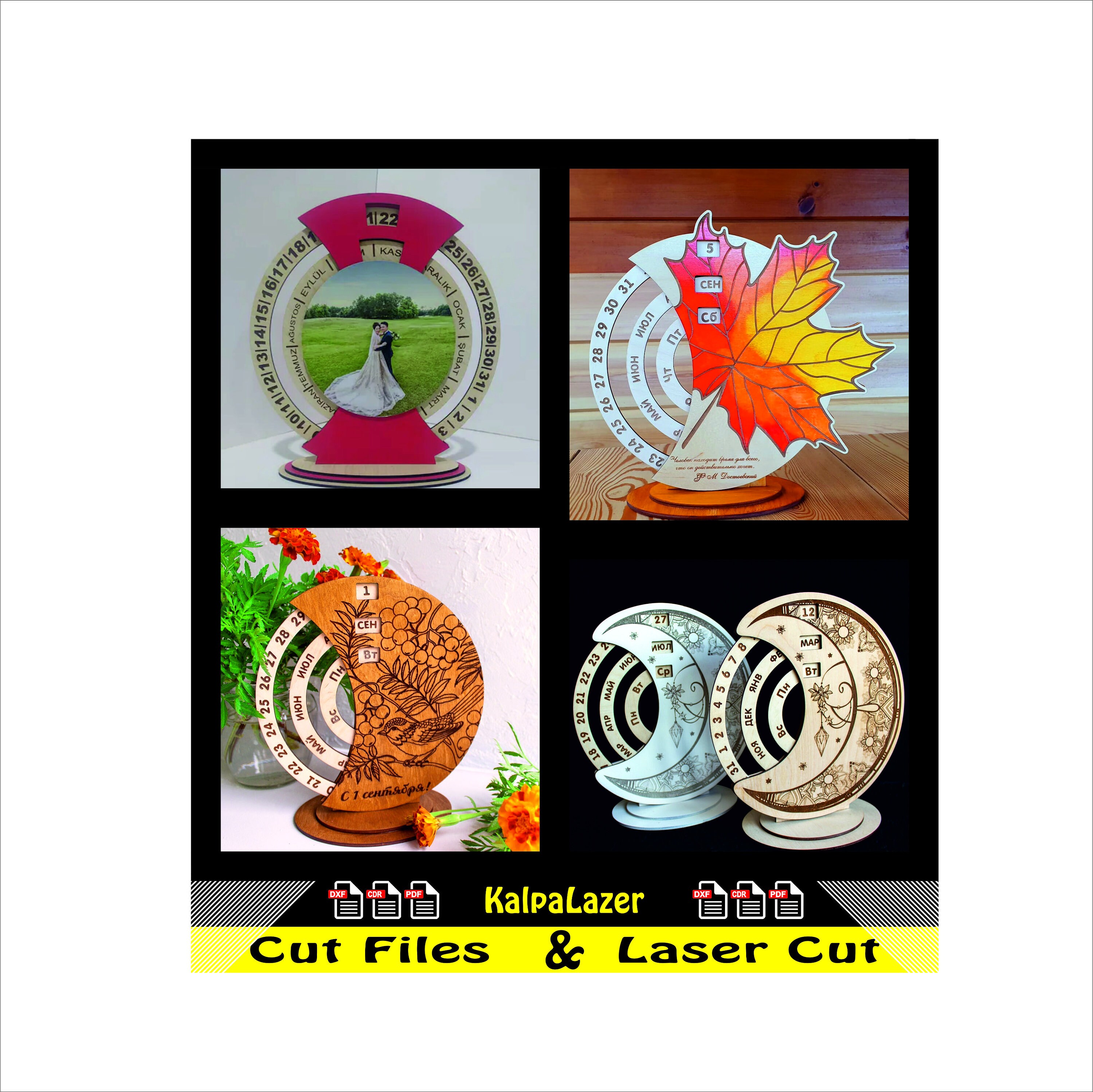 Calendarcalendar Laser Cut File, Perpetual Calendar Vector, CNC Cut ...