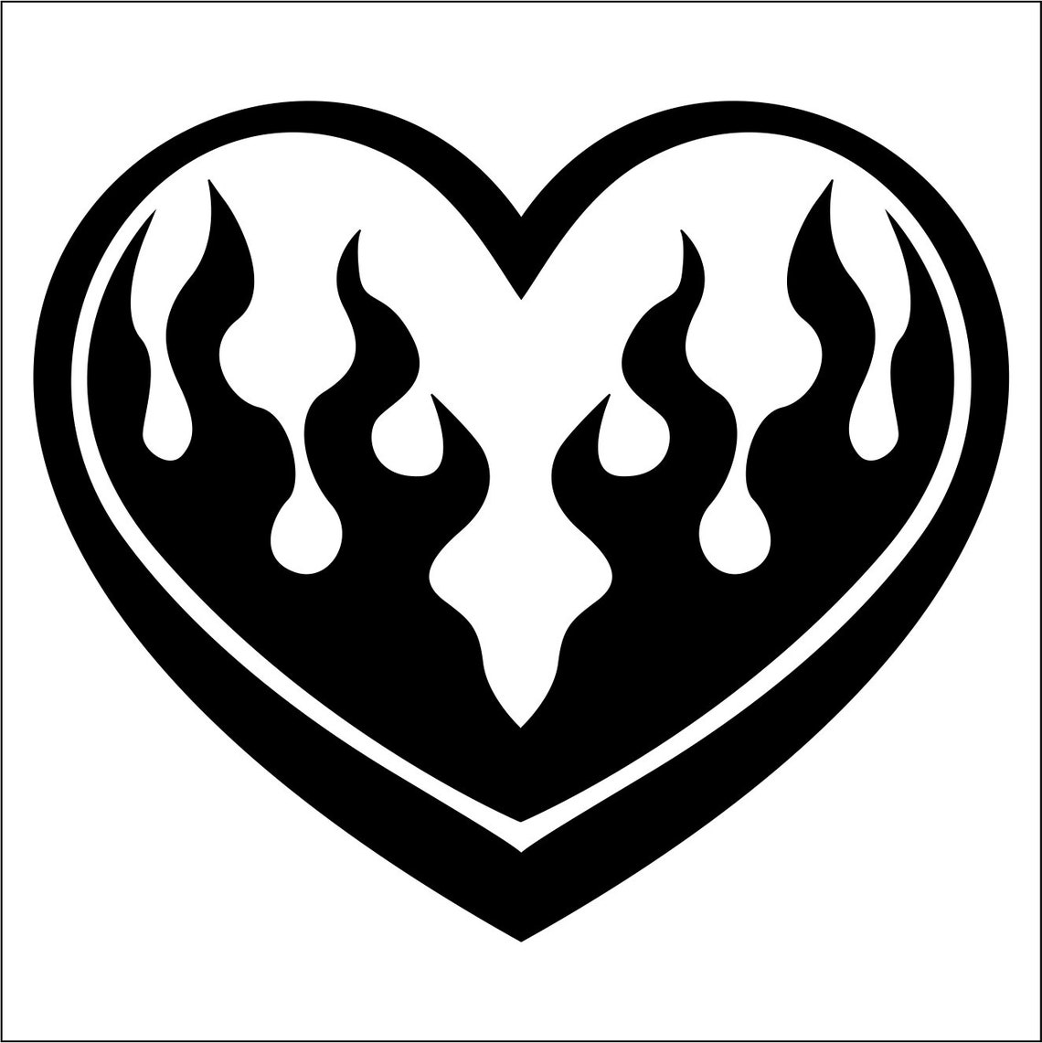 Flaming Heart Symbol Digital - Etsy