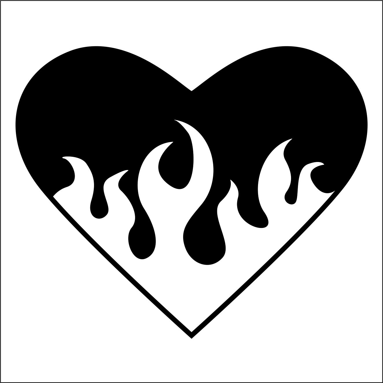 Flaming Heart Symbol Illustration Digital Vector - Etsy
