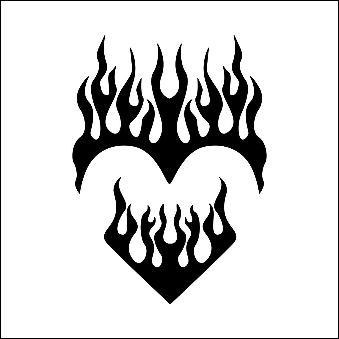 Flaming Heart Symbol Illustration Digital Vector - Etsy