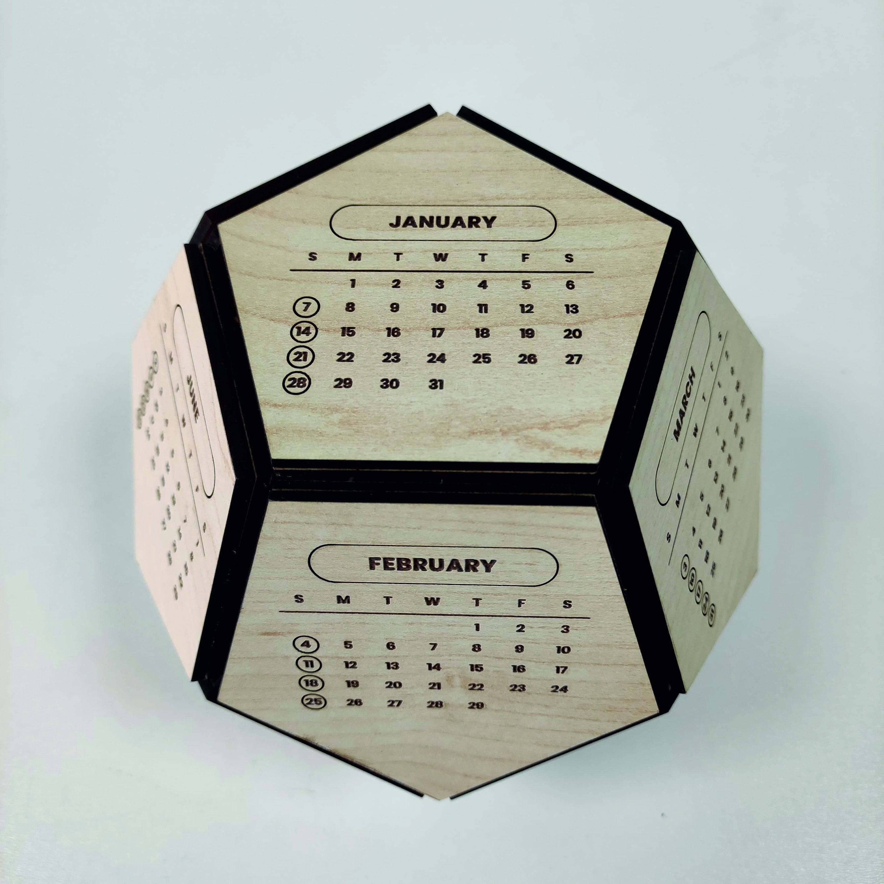 Geometric Shaped Wooden Desk Calendar 2024 - Etsy