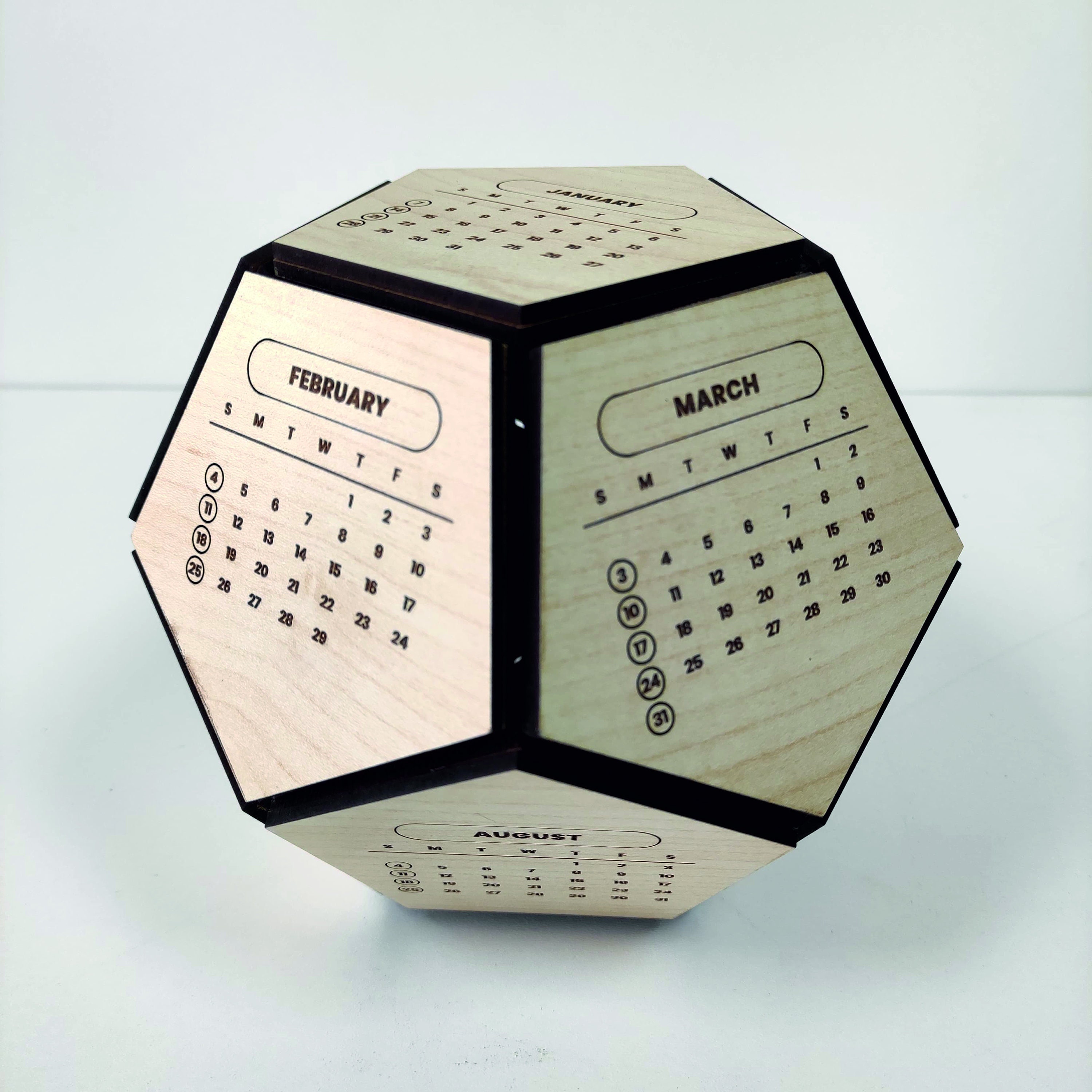 Geometric Shaped Wooden Desk Calendar 2024 - Etsy