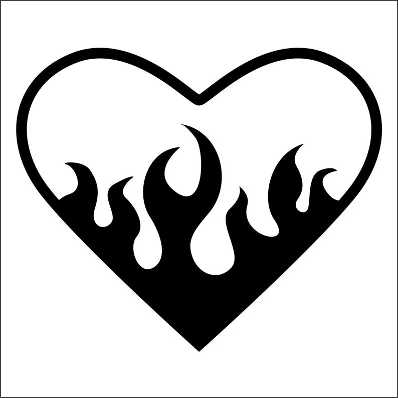 Flaming Heart Symbol Illustration Digital Vector - Etsy