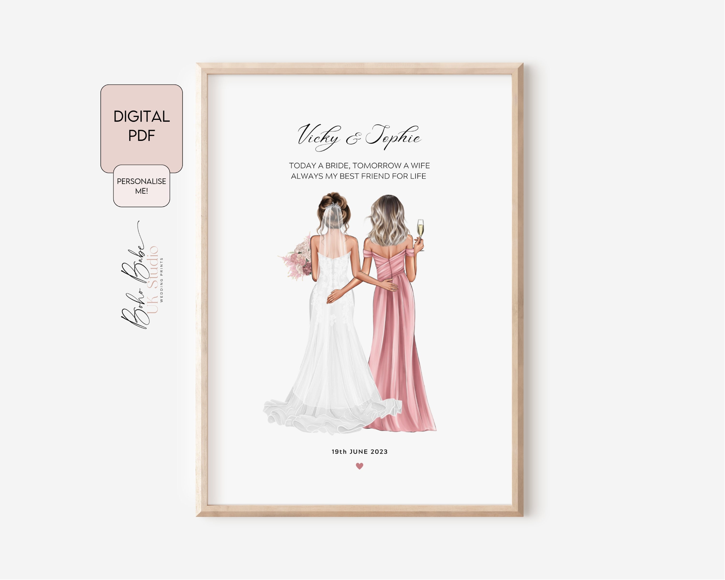 Digital Print at Home Wedding Design for A Bride Personalised - Etsy UK