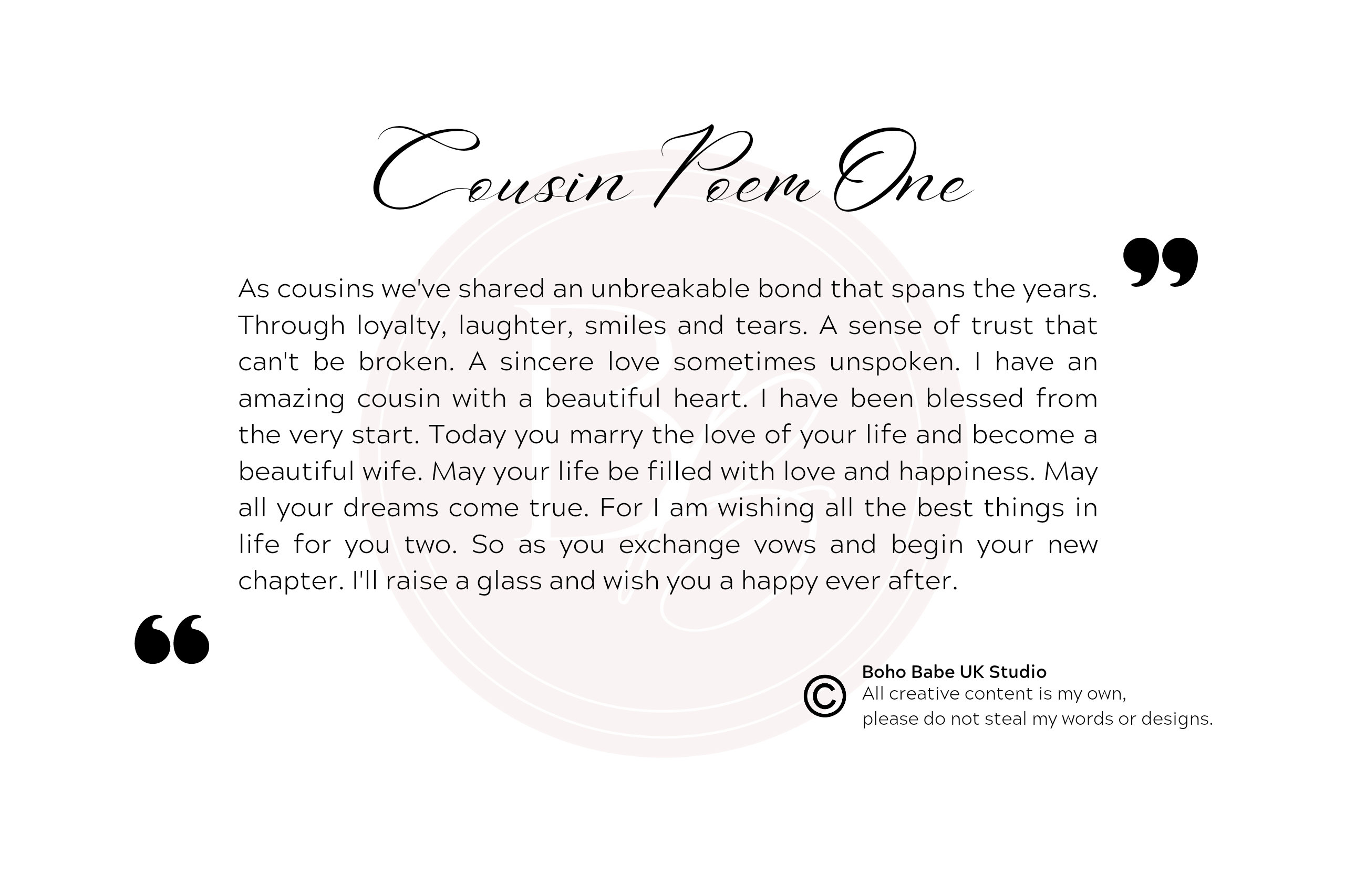 Digital PDF File Cousin Wedding Poem Print at Home Wedding - Etsy Australia