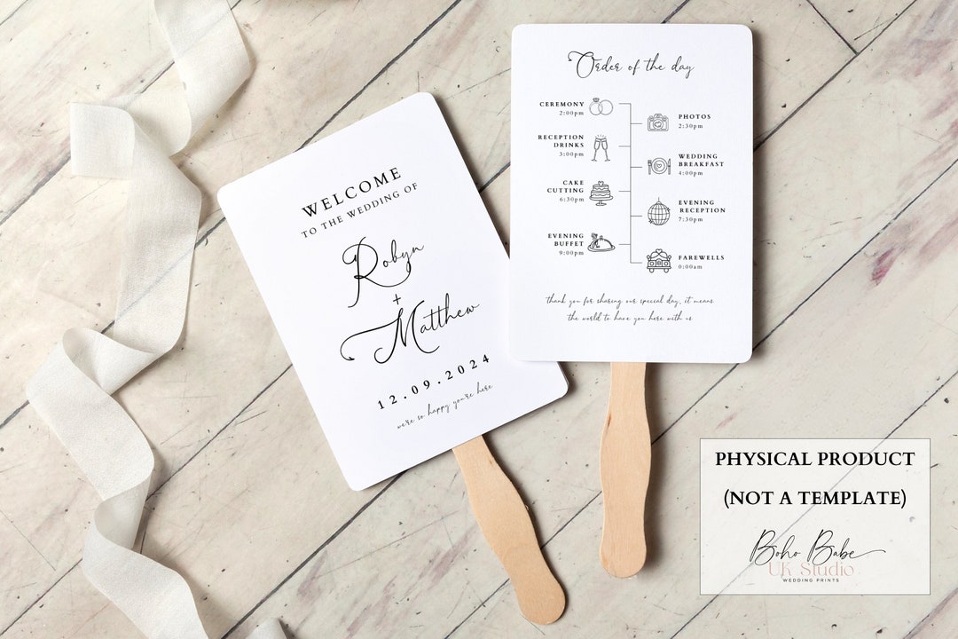 Wedding Paddle Fan With Timeline, Wedding Order of Day, Personalised ...