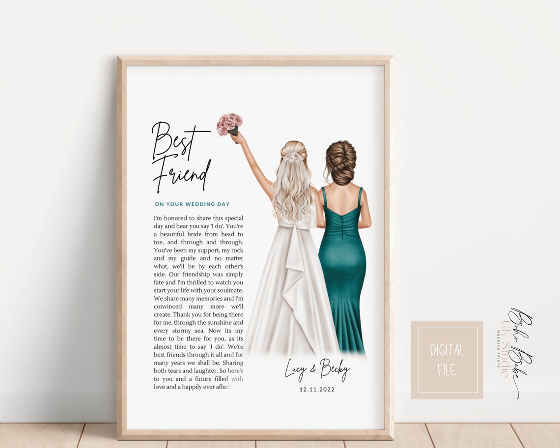 Best Friend Bride Wedding Poem Digital Print Gifts for Bride - Etsy Ireland