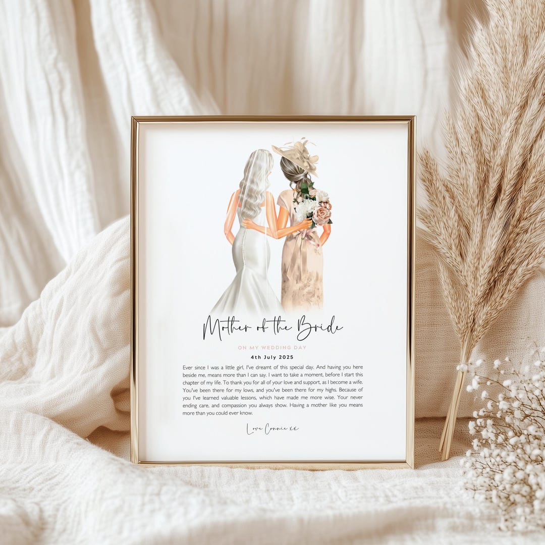 Mother of the Bride Printed Poem, Personalised Gift for Mother of the ...