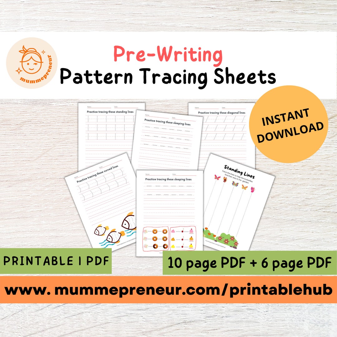 16 Pattern Tracing Printables. Line Tracing Pre-writing - Etsy Australia