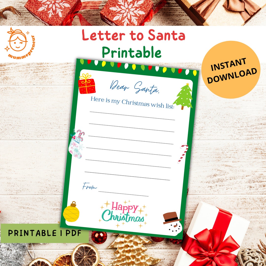 Letter to Santa PRINTABLE / Kids Letter to Santa / Santa - Etsy