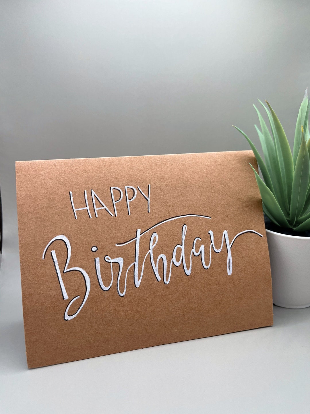 Handwritten “happy Birthday” Calligraphy Card - Etsy