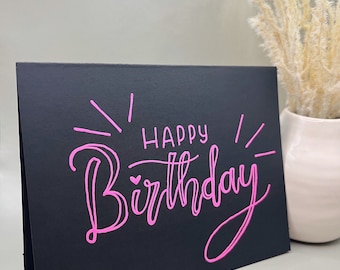 Handwritten happy Birthday Card Flowers - Etsy