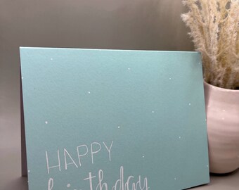 Handwritten happy Birthday Card Flowers - Etsy