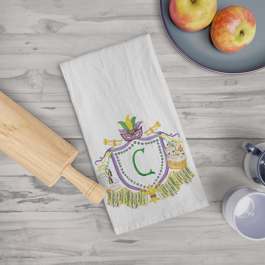 Louisiana Mardi Gras Crest Letter c Tea Towel - Etsy