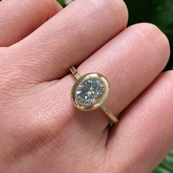 Blue Moissanite Engagement Ring 2.00 Ct Blue Oval Moissanite - Etsy