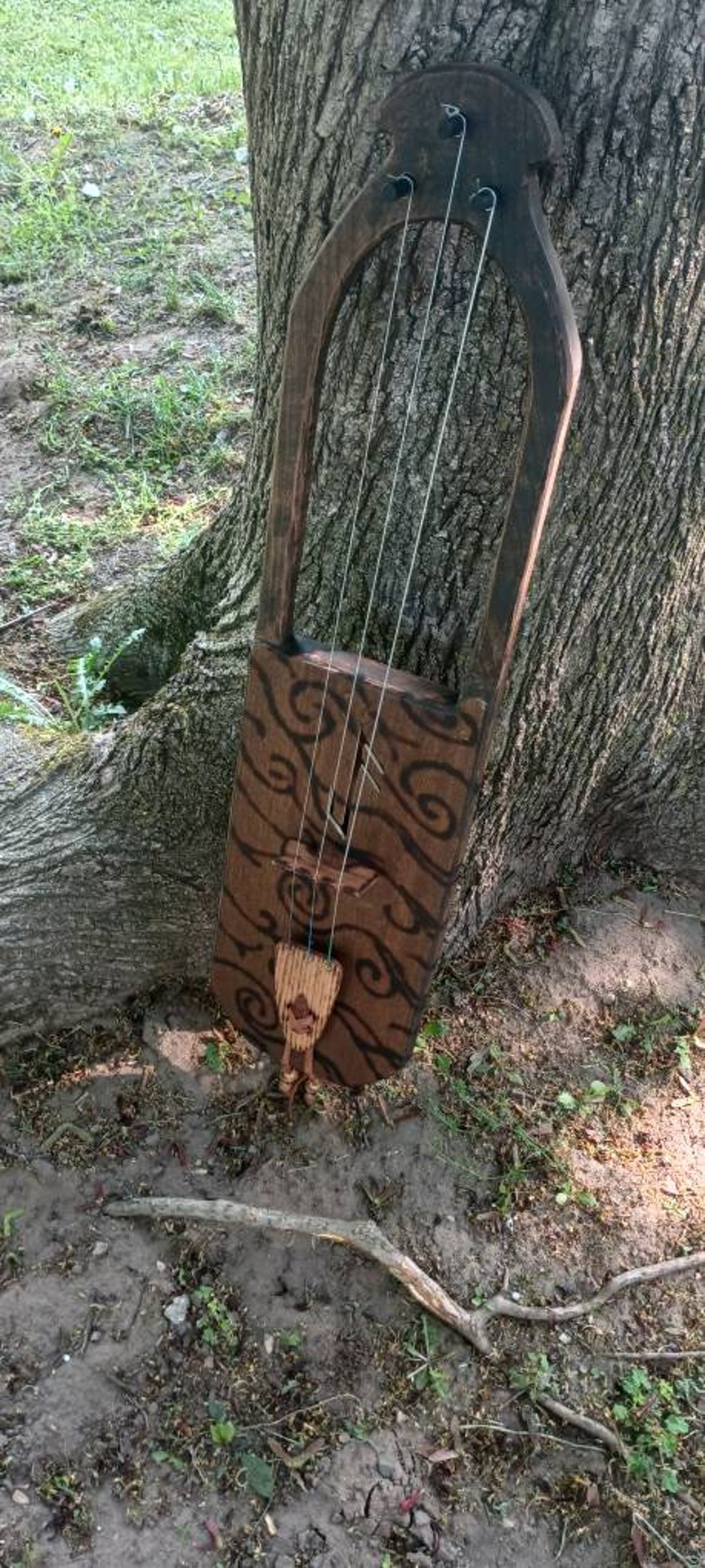 34 in Marbled Brown Cherry Wood 3 String Bass Tagelharpa - Etsy