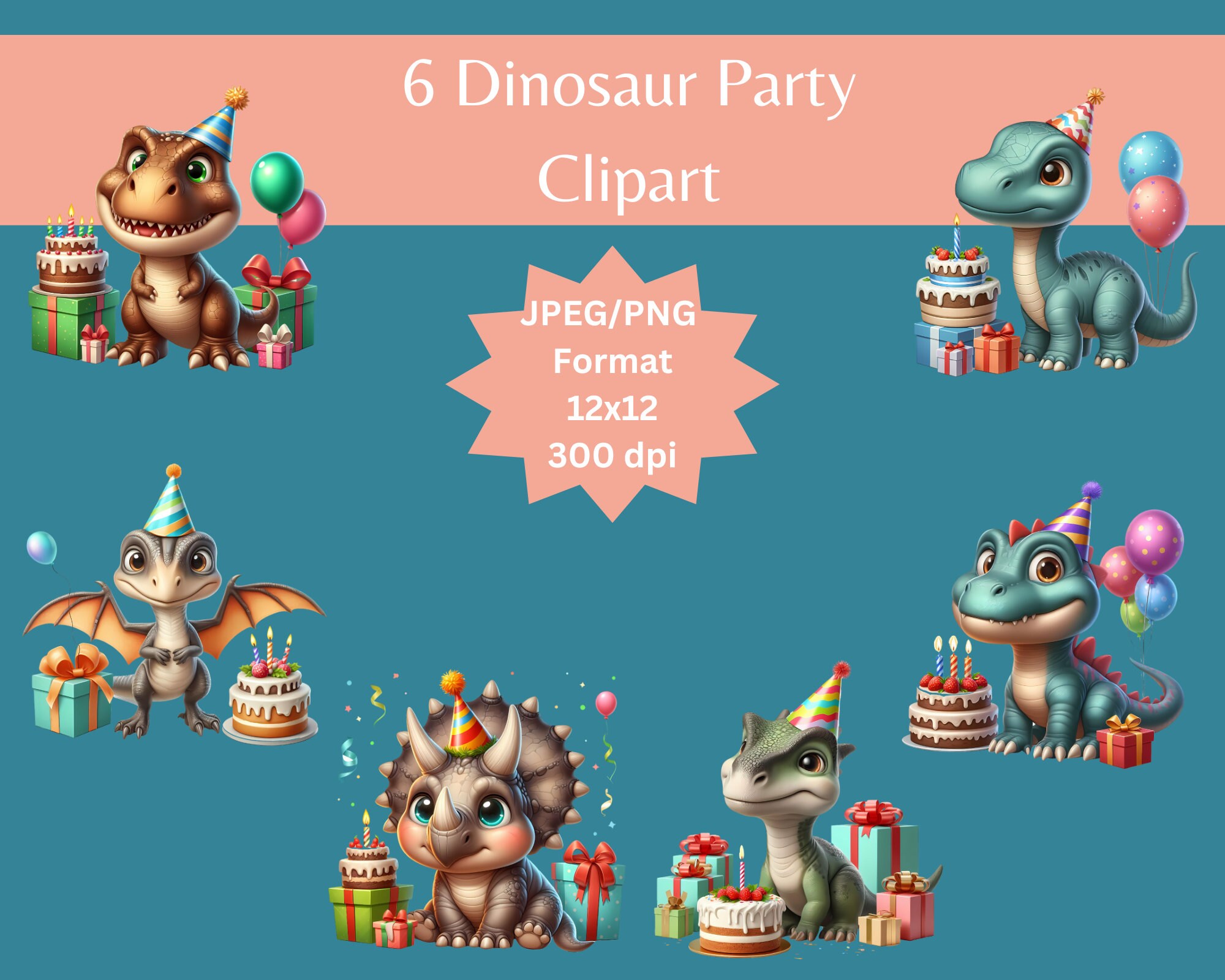 Dinosaur Clipart, Dinosaur Party, Dinosaur Digital, Dinosaur Birthday ...