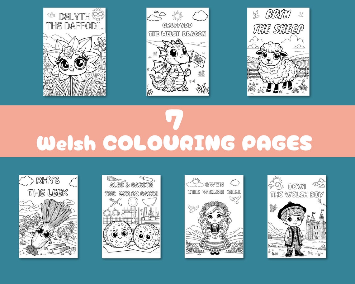 7 Welsh Colouring Pages, Colouring Kids Pages, Printable Kids Pages ...