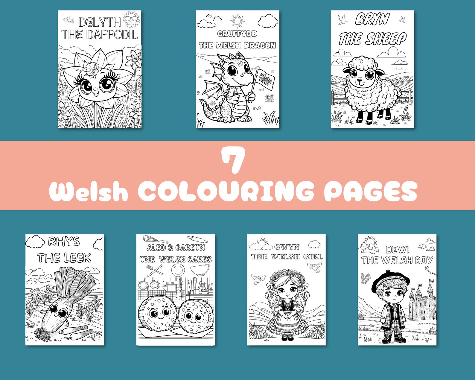 7 Welsh Colouring Pages, Colouring Kids Pages, Printable Kids Pages ...