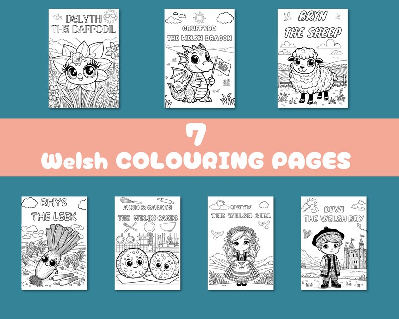 7 Welsh Colouring Pages, Colouring Kids Pages, Printable Kids Pages ...