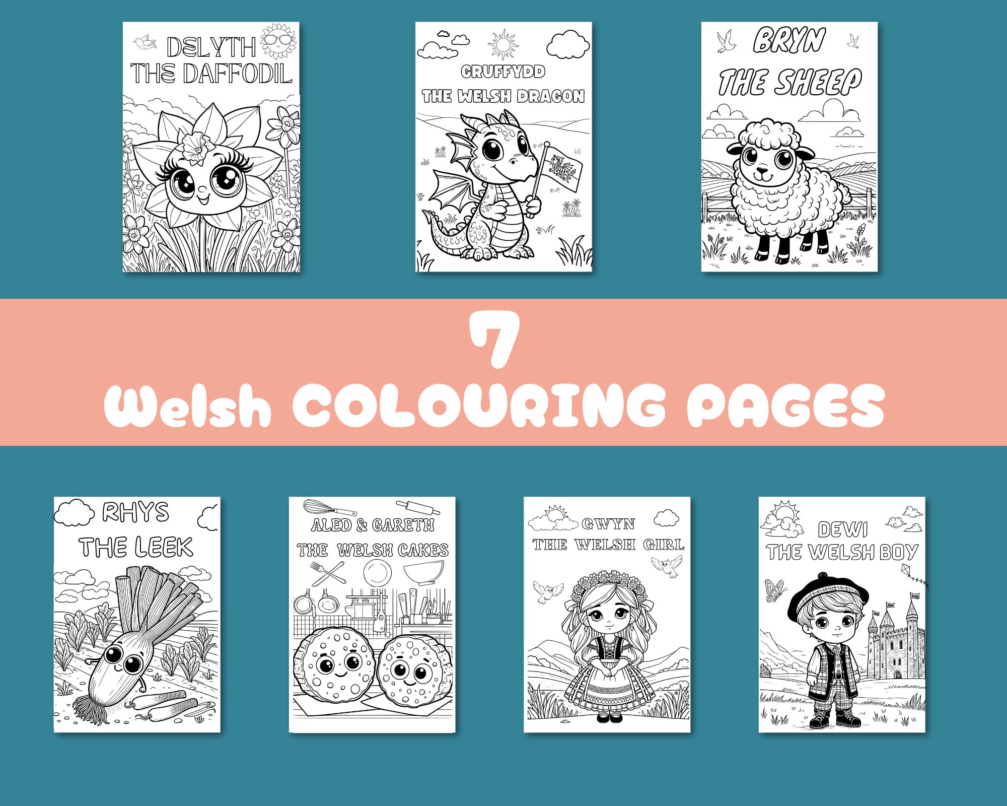 7 Welsh Colouring Pages, Colouring Kids Pages, Printable Kids Pages ...