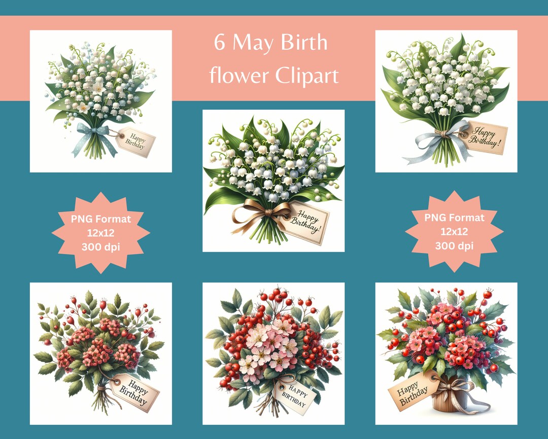 Birthday Flower Clipart, Birth Flowers, May Flower, Lily of the Valley ...