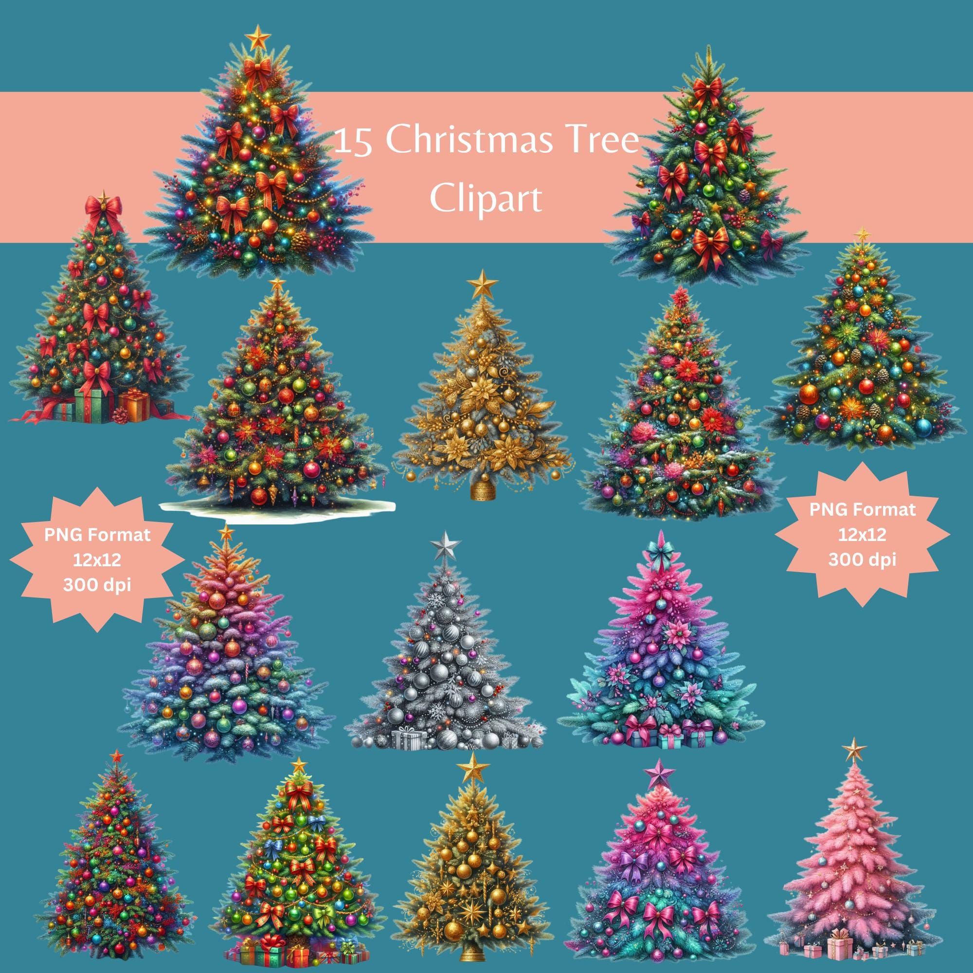 Christmas Tree Clipart, Christmas Tree PNG, Vibrant Clipart, Christmas ...