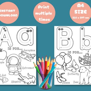 26 Alphabet Colouring Pages, Alphabet Learning, Alphabet Tracing, Kids ...
