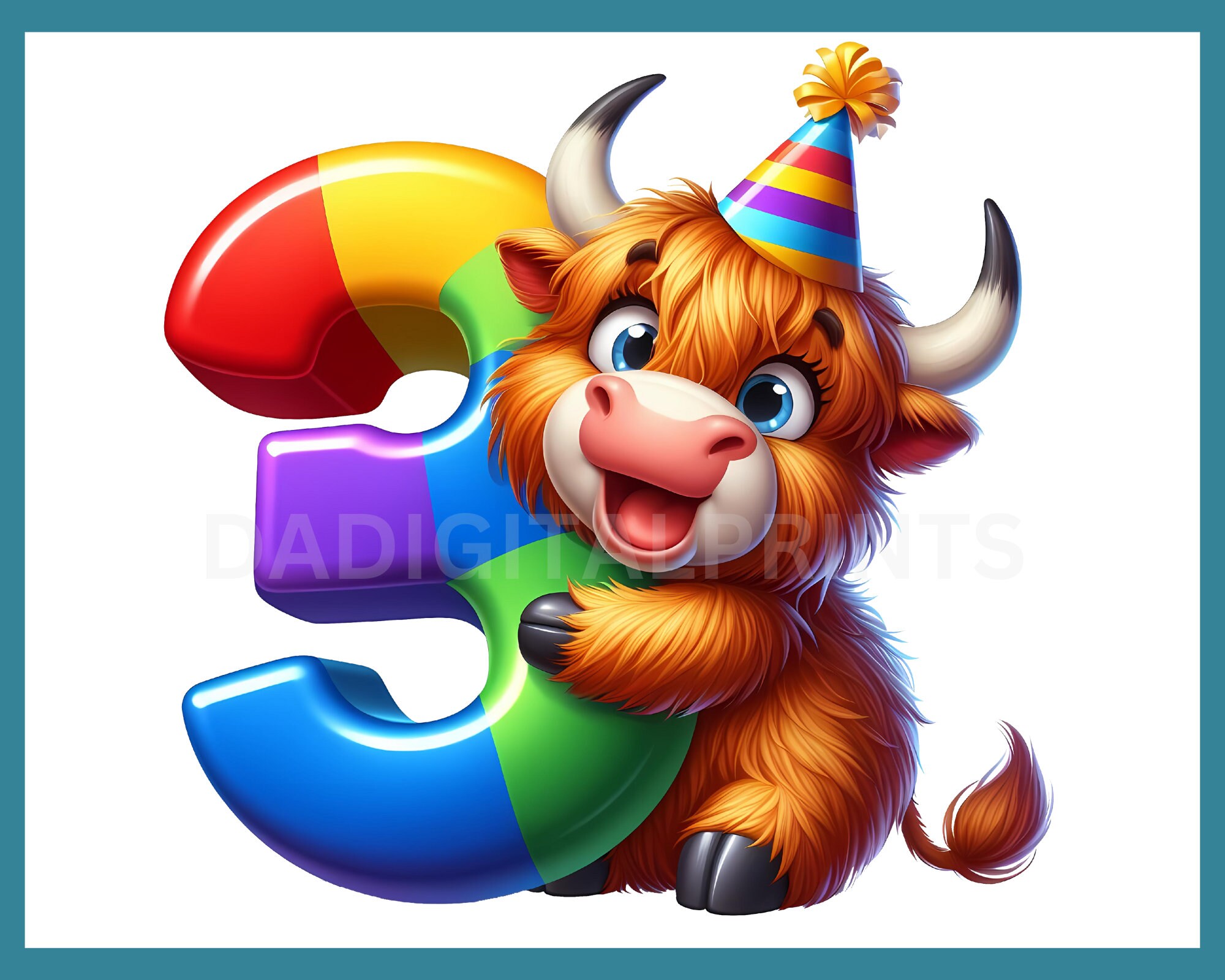 Highland Cow Clipart, Highland Cow Digital, Highland Cow Png, Number ...