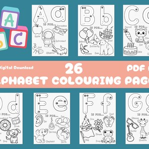 26 Alphabet Colouring Pages, Alphabet Learning, Alphabet Tracing, Kids ...