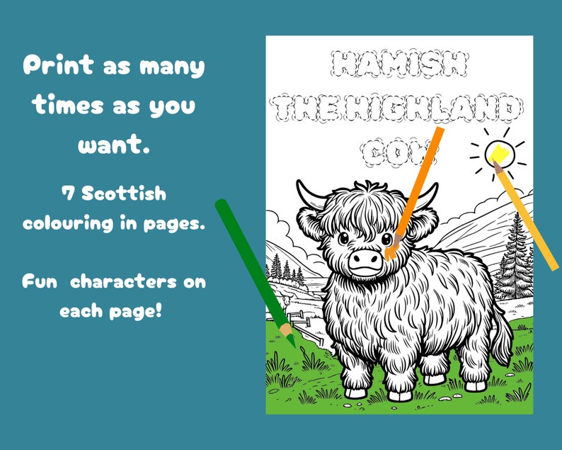 Scottish Coloring Pages: 7 Fun Printable Kids Activities (PDF) - Etsy