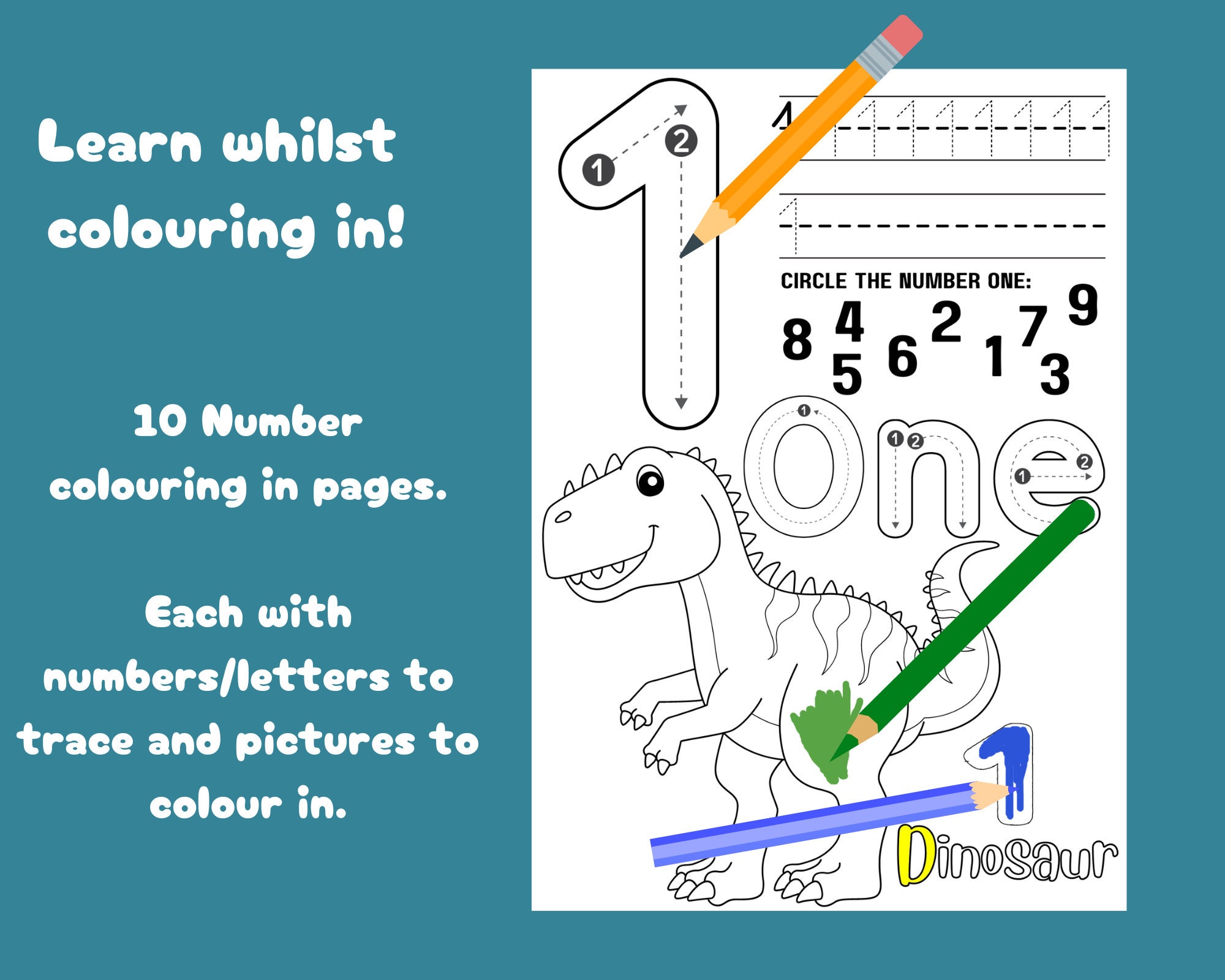 10 Numbers Colouring Pages, Number Prints, Number Tracing, Number ...