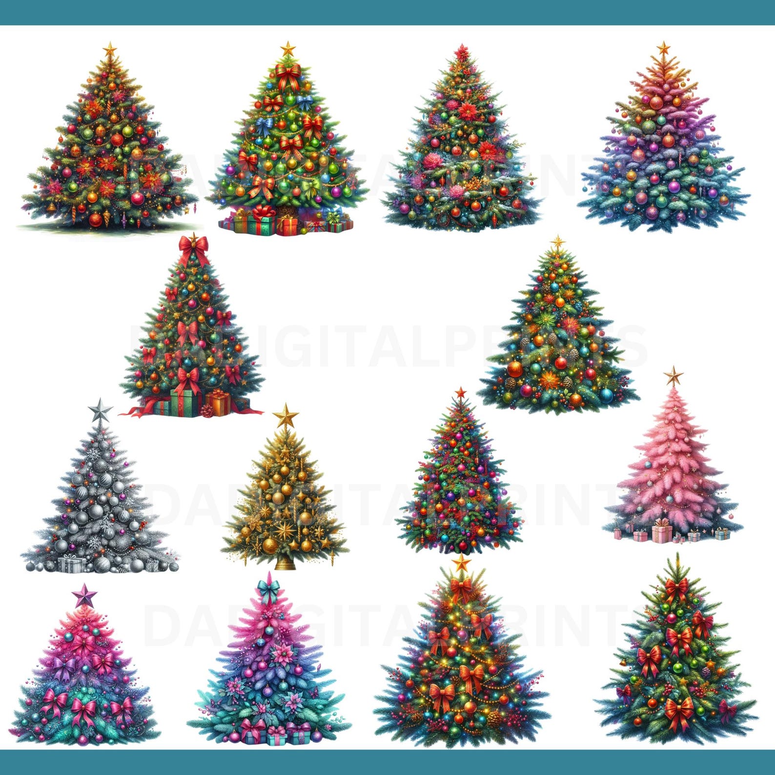 Christmas Tree Clipart, Christmas Tree PNG, Vibrant Clipart, Christmas ...