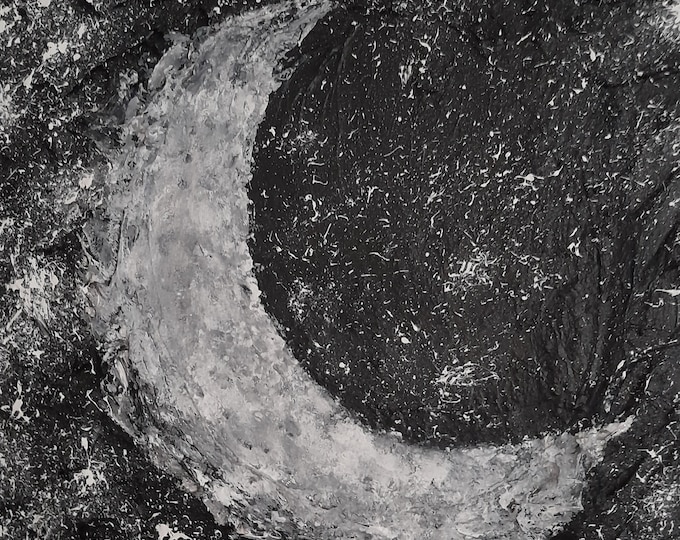 Original Textured Moon Painting, Moon Canvas, Moon Wall Art Decor, Moon ...