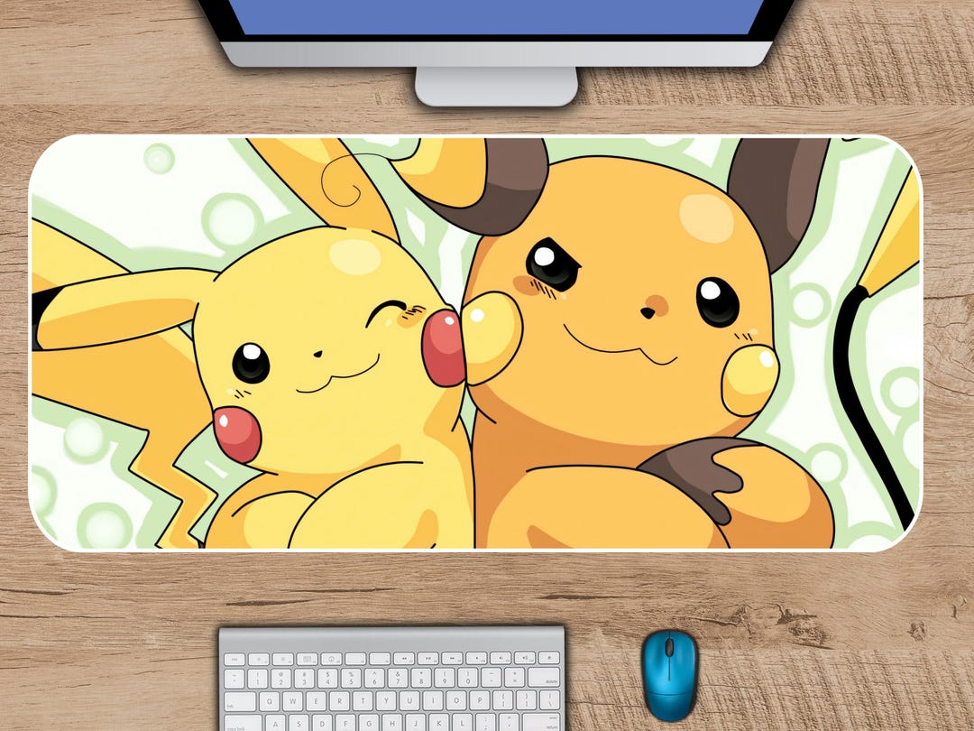 Pokemon Pikachu and Raichu Kawaii Painting Desk Mat Mouse Pad - Etsy