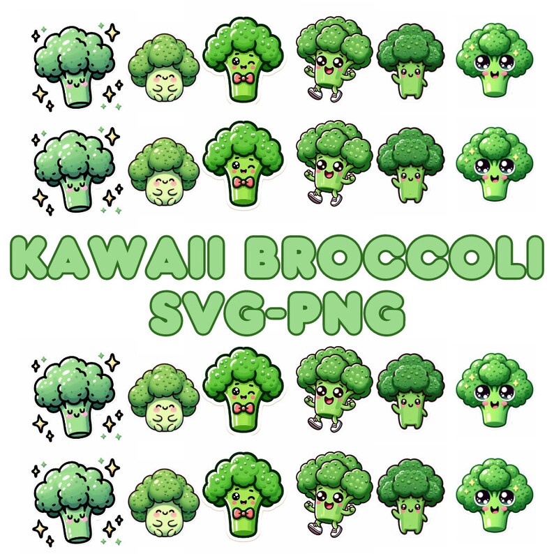 Kawaii Broccoli Cute Style PNG SVG Bundle - Etsy