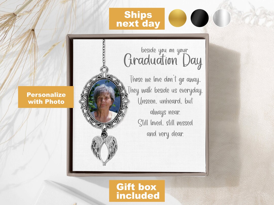 Graduation Photo Charm With Angel Wings: Memorial Tassel - Etsy
