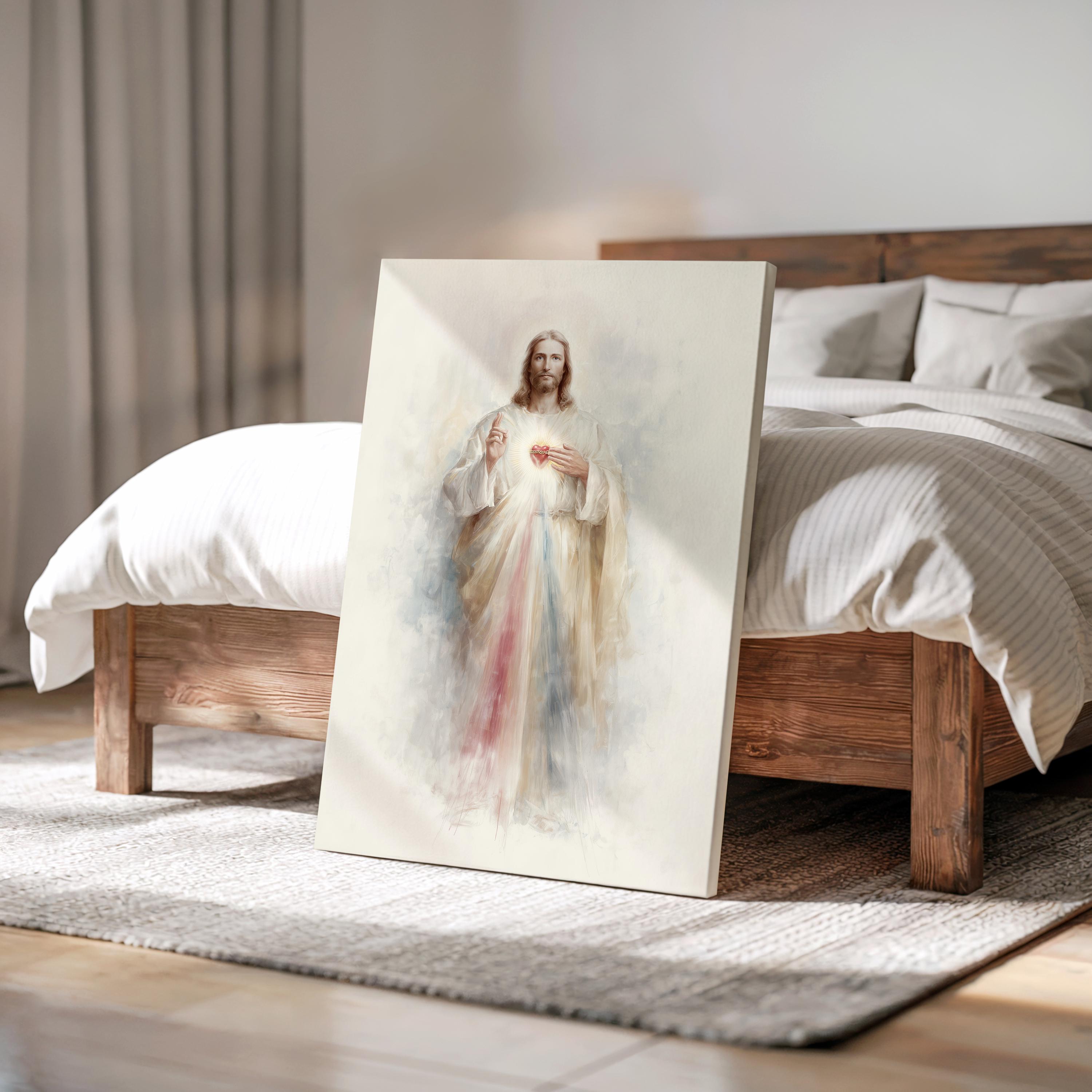Sacred Heart of Jesus Divine Mercy Modern Christian Canvas Painting ...