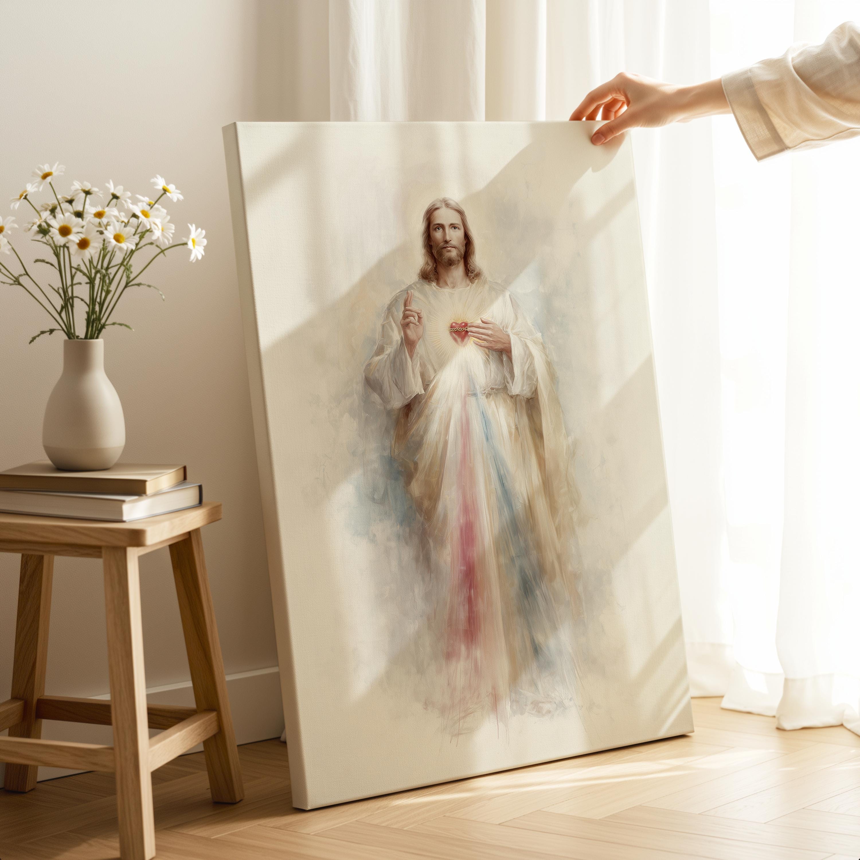 Sacred Heart of Jesus Divine Mercy Modern Christian Canvas Painting ...