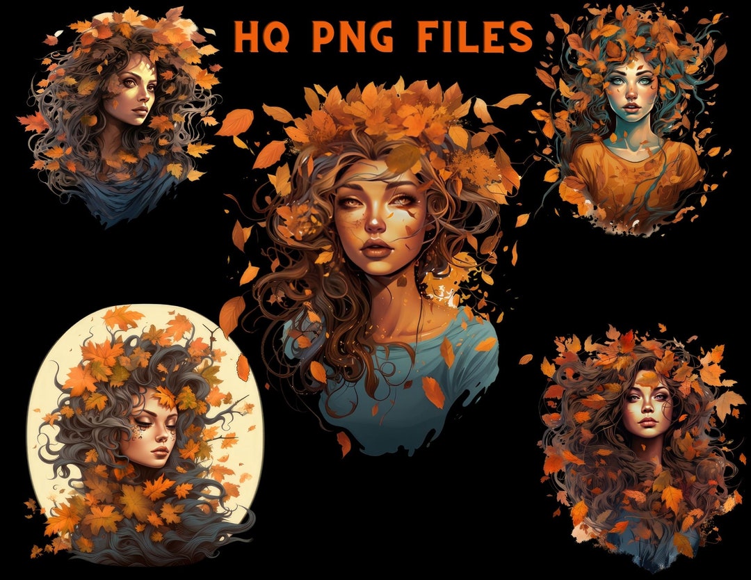 5 High-quality PNG Digital Art Images, Fall, Female, Clipart, Fall ...