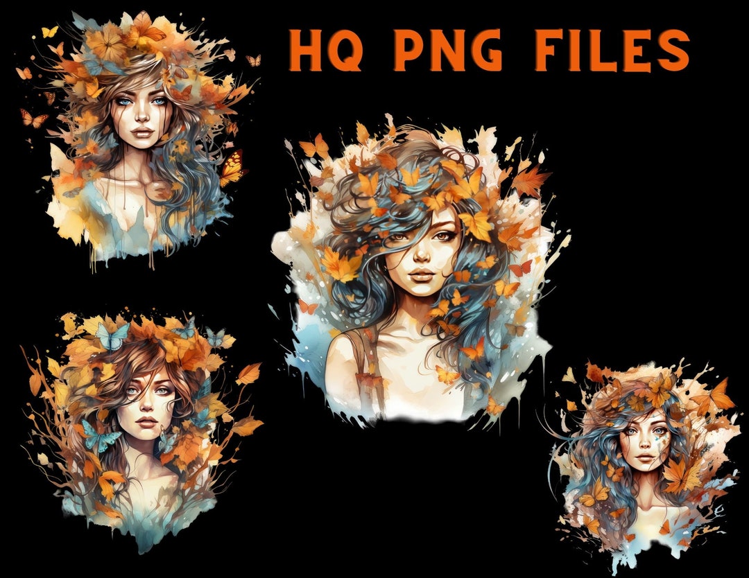 4 High-quality PNG Digital Art Images, Fall, Female, Clipart, Fall ...