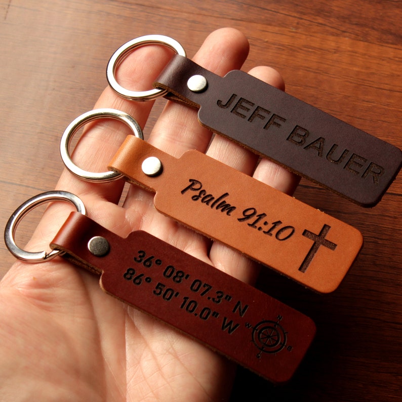 Personalized Leather Keychain Customized Keychain Custom | Etsy