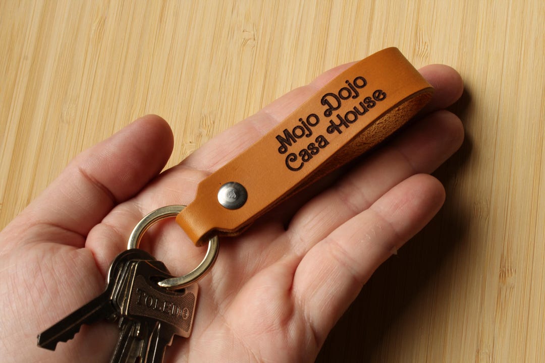Mojo Dojo Casa House Leather Keychain: Personalized Car Accessory - Etsy