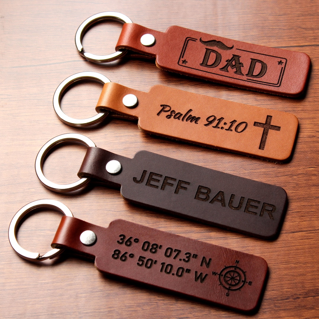 Personalized Leather Keychain, Customized Keychain, Custom Leather Key ...