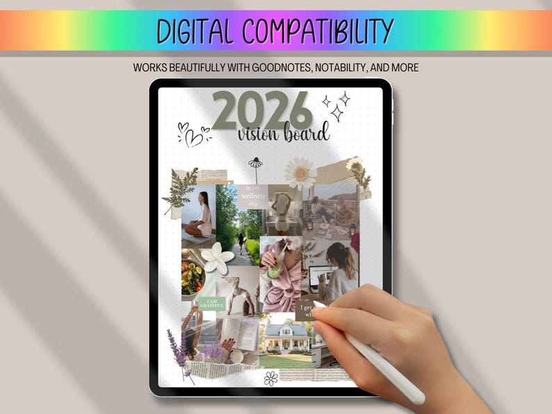 2026 Vision Board Printable Bundle | A4 Letter A5 ADHD Planner Insert ...