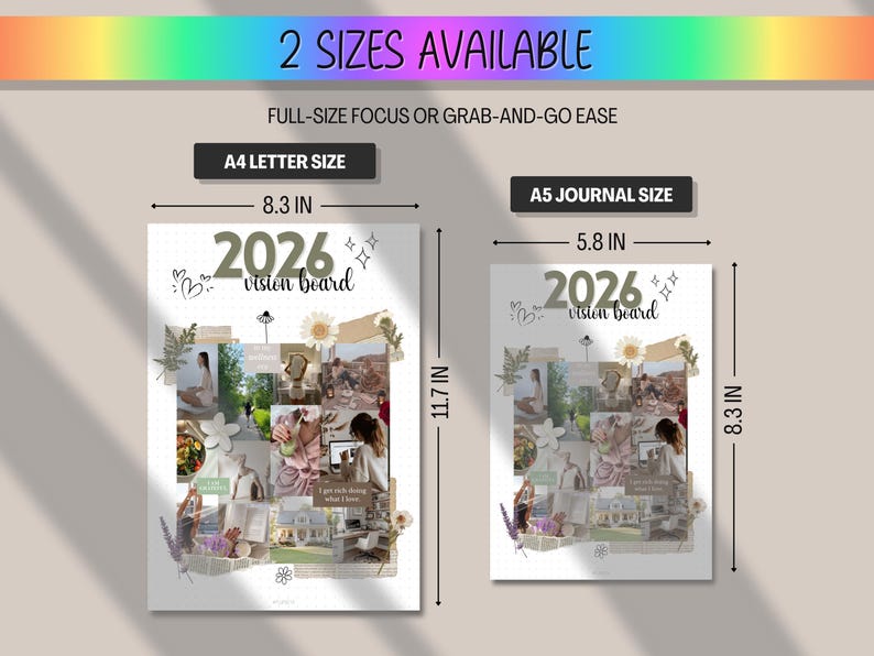 2026 Vision Board Printable Bundle | A4 Letter A5 ADHD Planner Insert ...