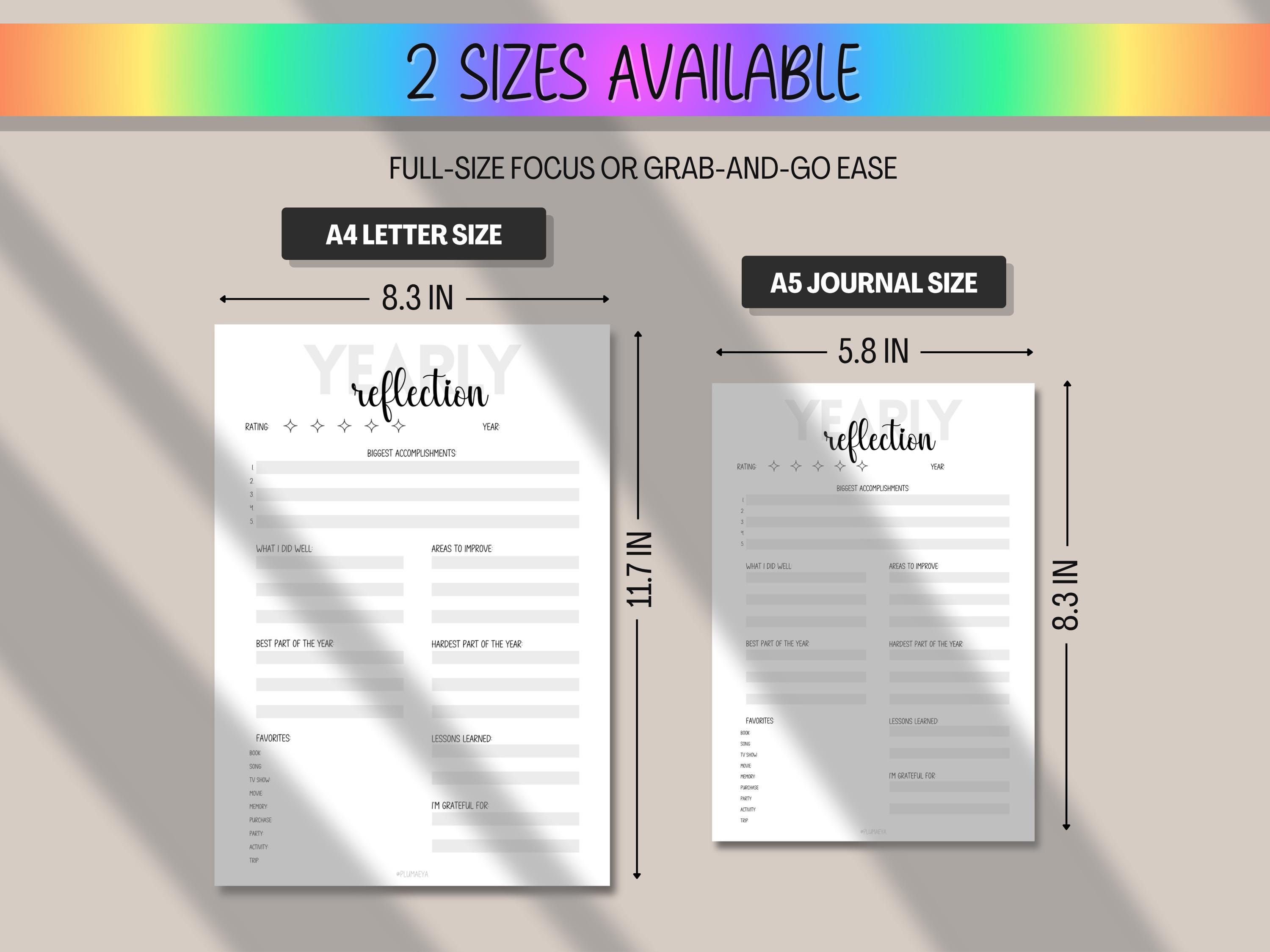 End of Year Reflection Printable Journal Page | Yearly Review Worksheet ...