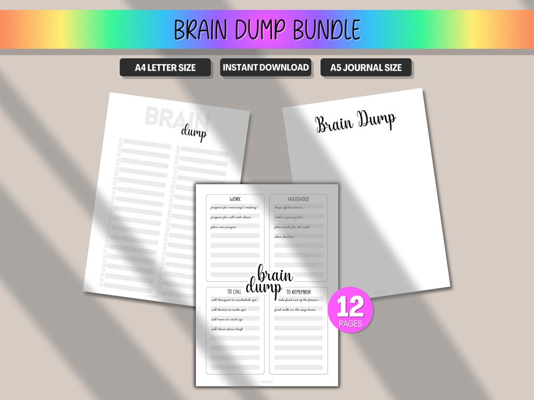Brain Dump Bundle | ADHD Organization Journal Pages for Task Paralysis ...
